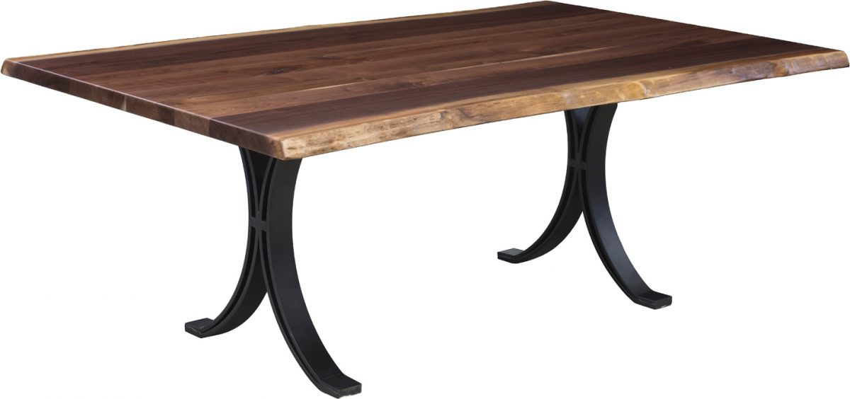 Live Edge Trestle Table with Curved Base Option - Amish Furniture of Austin