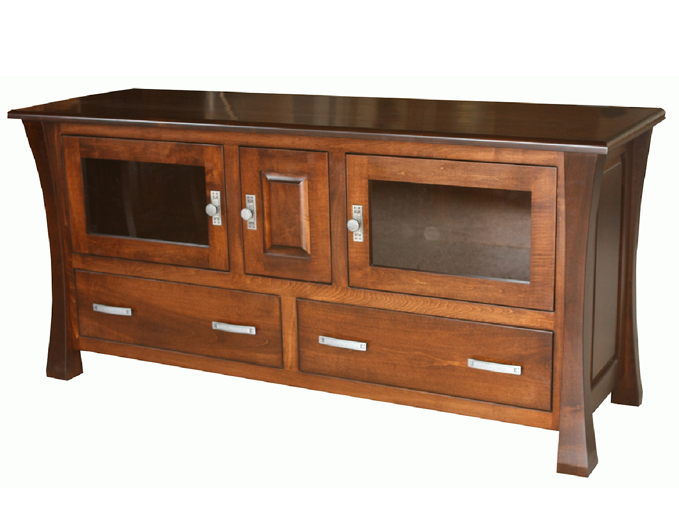 Plasma TV Stand with Curved Leg Option - Amish Furniture of Austin